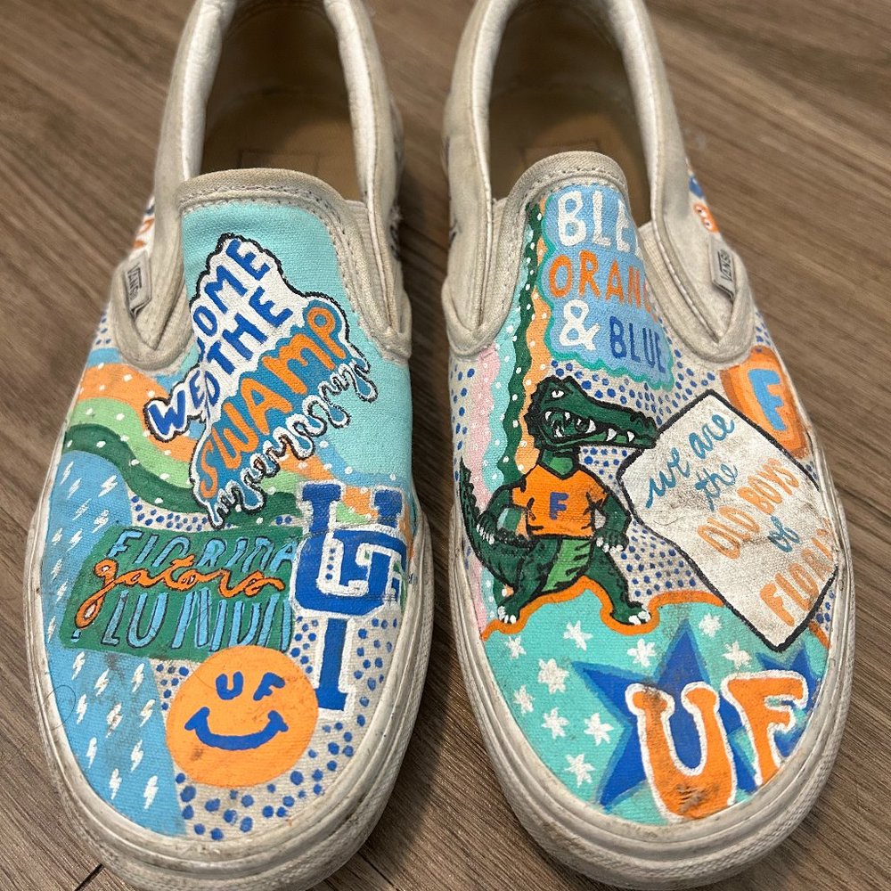 Vans Classic Slip-On Shoes Florida Gators Painted - Gem